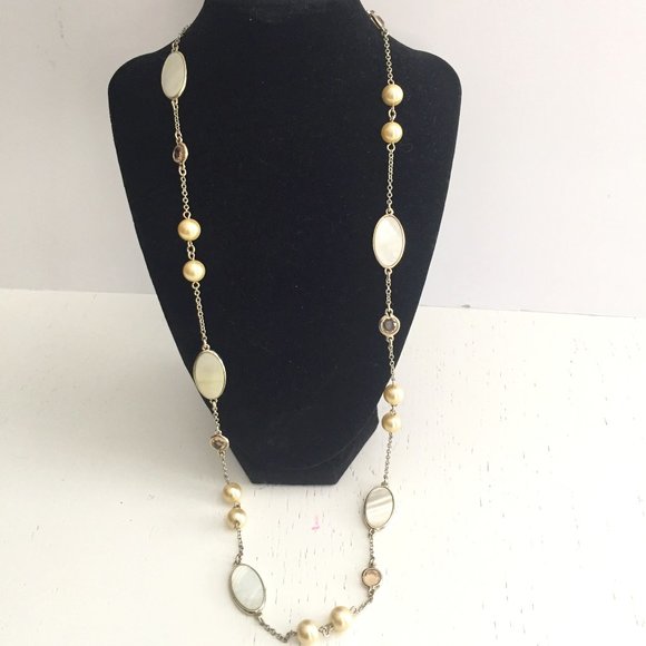 Talbots | Jewelry | Talbots Gold Iridescent Necklace | Poshmark